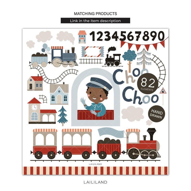 Train Clipart: Hand-drawn Birthday Party Doodle Art (digital Download ...