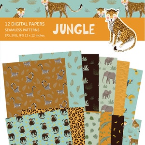 Jungle Digital Paper, Animal Seamless Pattern, Kids Seamless Pattern ...