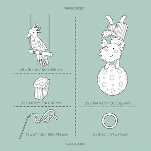 Circus Doodle Clipart, Black and White Clipart, Digital Download ...