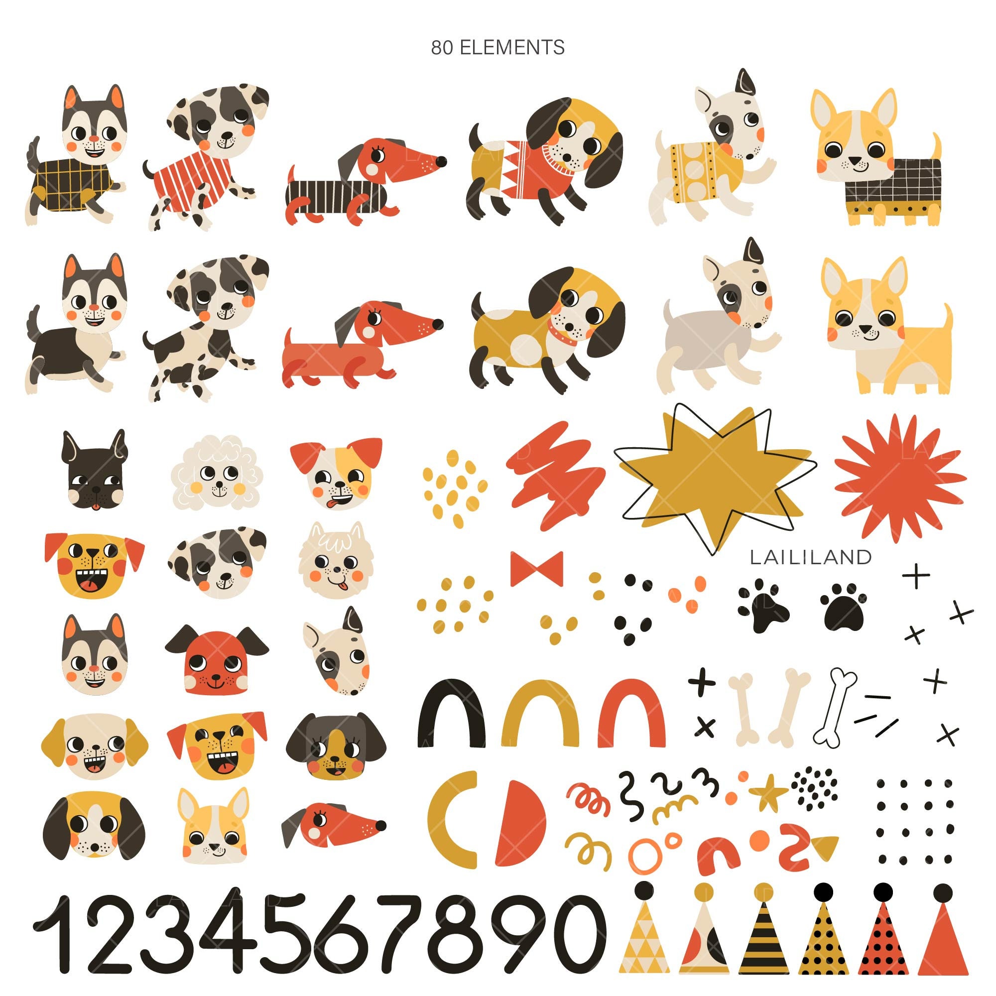 Dog Clipart Cute Puppy Dogs Clip Art Png Birthday Party - Etsy