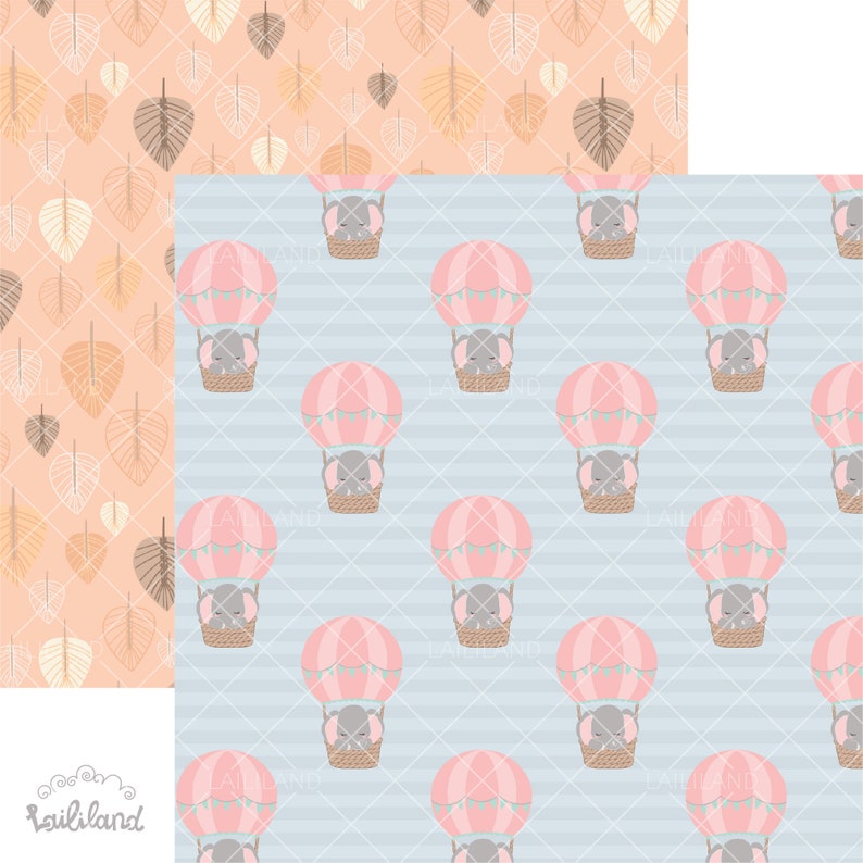 Digital Paper Baby Girl Baby Elephant Girl Seamless Patterns | Etsy