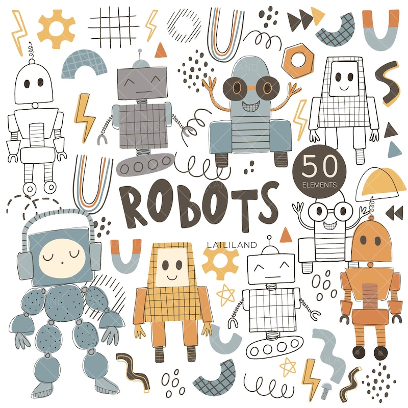 Robot Clip Art - Etsy