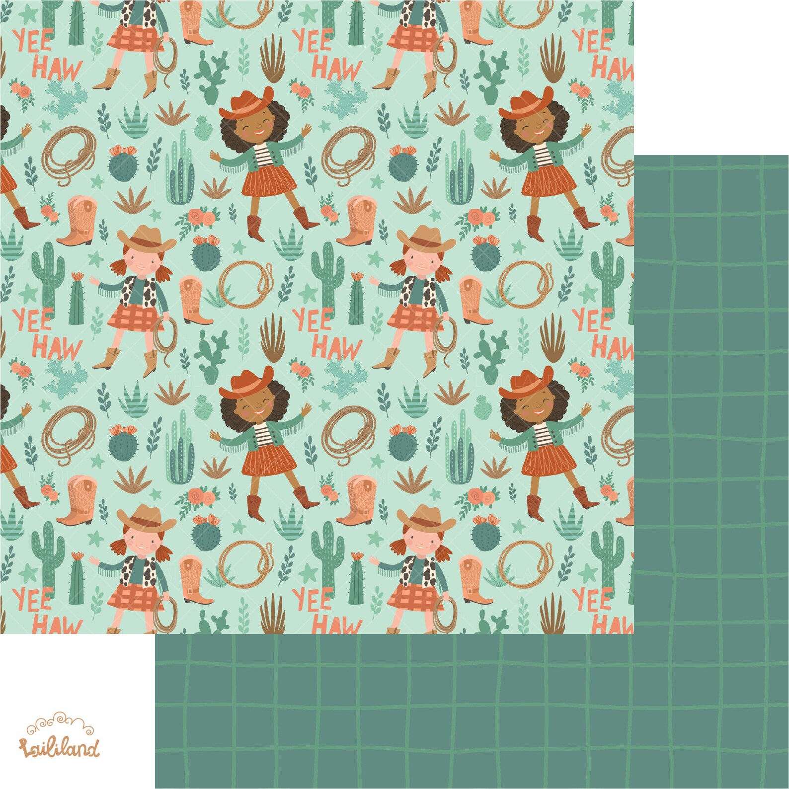 Cowgirl Digital Paper Kids Seamless Pattern Western Girl - Etsy