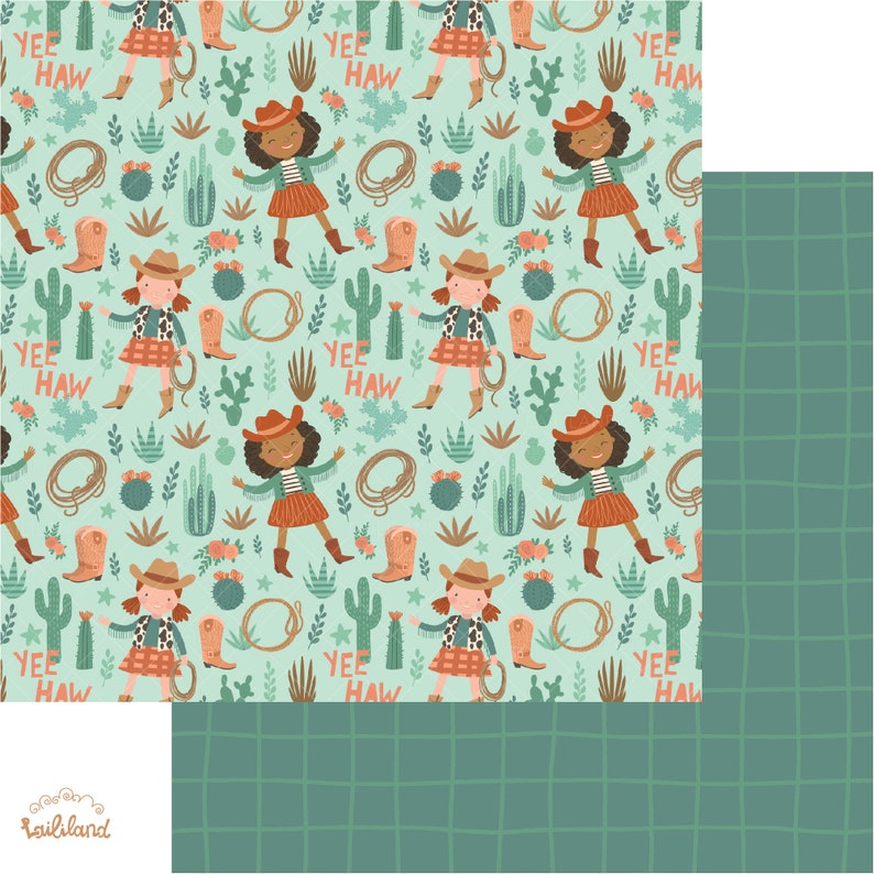 Cowgirl Digital Paper Kids Seamless Pattern Western Girl - Etsy