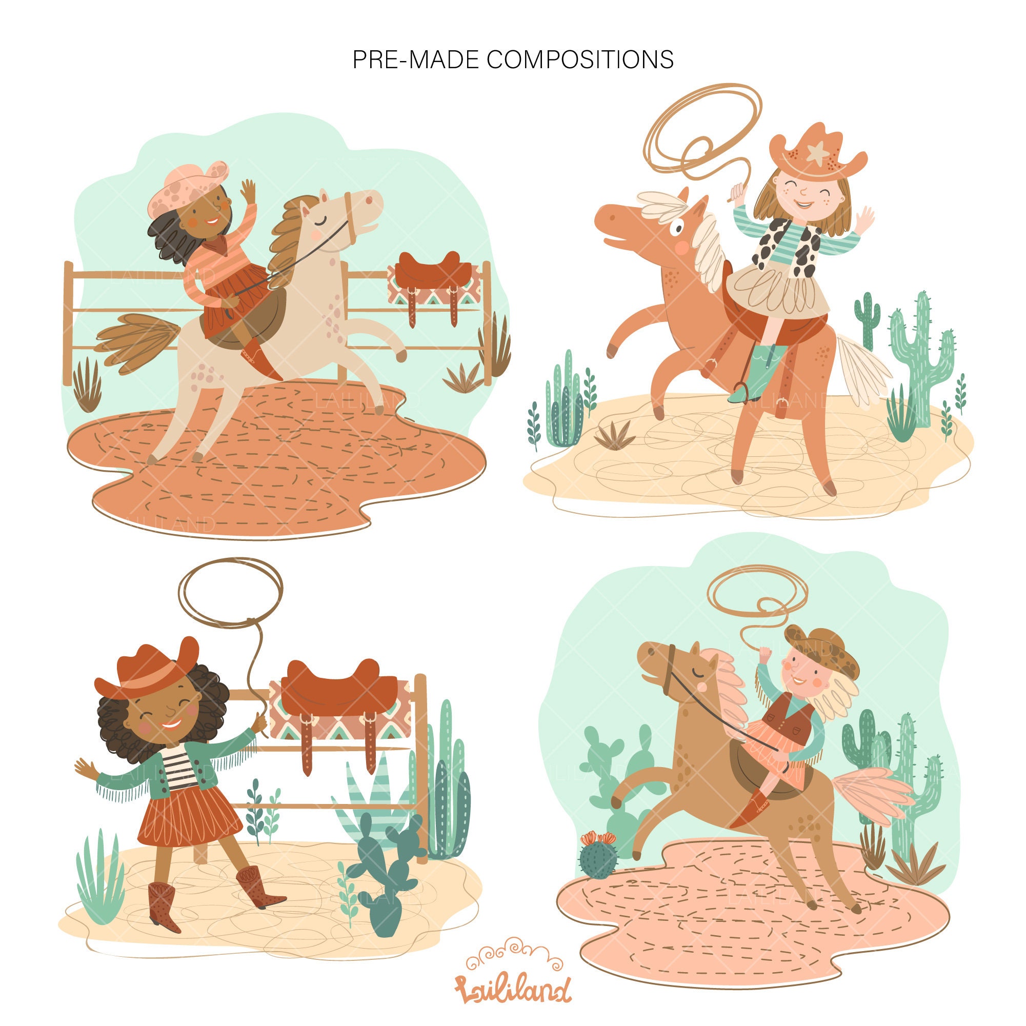 Cowboy Cowgirl Bundle Cowboy Clipart Cowgirl Clipart Girl - Etsy