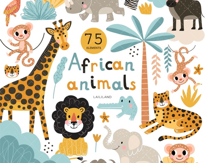 Safari Animals Clipart Bundle,africa Animals Clipart Set,wild Animals ...