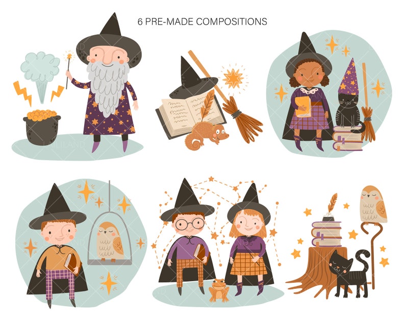 Wizard Clipart Magic Clipart Halloween Kids Clipart Wizard - Etsy
