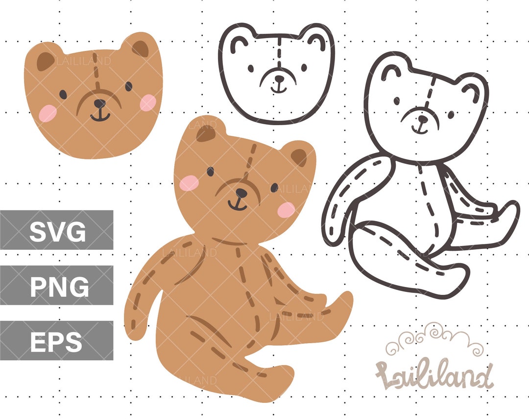 Teddy Bear Svg, Bear Svg, Bear Face Svg, Bear Head Svg, Cute Bear Svg ...