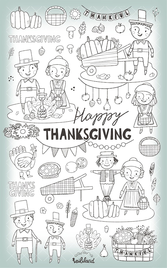 Happy Thanksgiving Clip Art Black And White