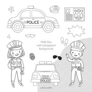 Police Doodle Clipart: Kids Police Car, Officer PNG, EPS, SVG (digital ...