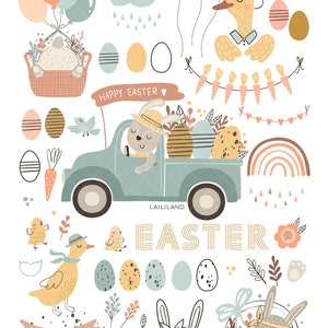 Easter Clipart, Easter Bunny Clip Art, Spring Clipart,retro Truck Png ...