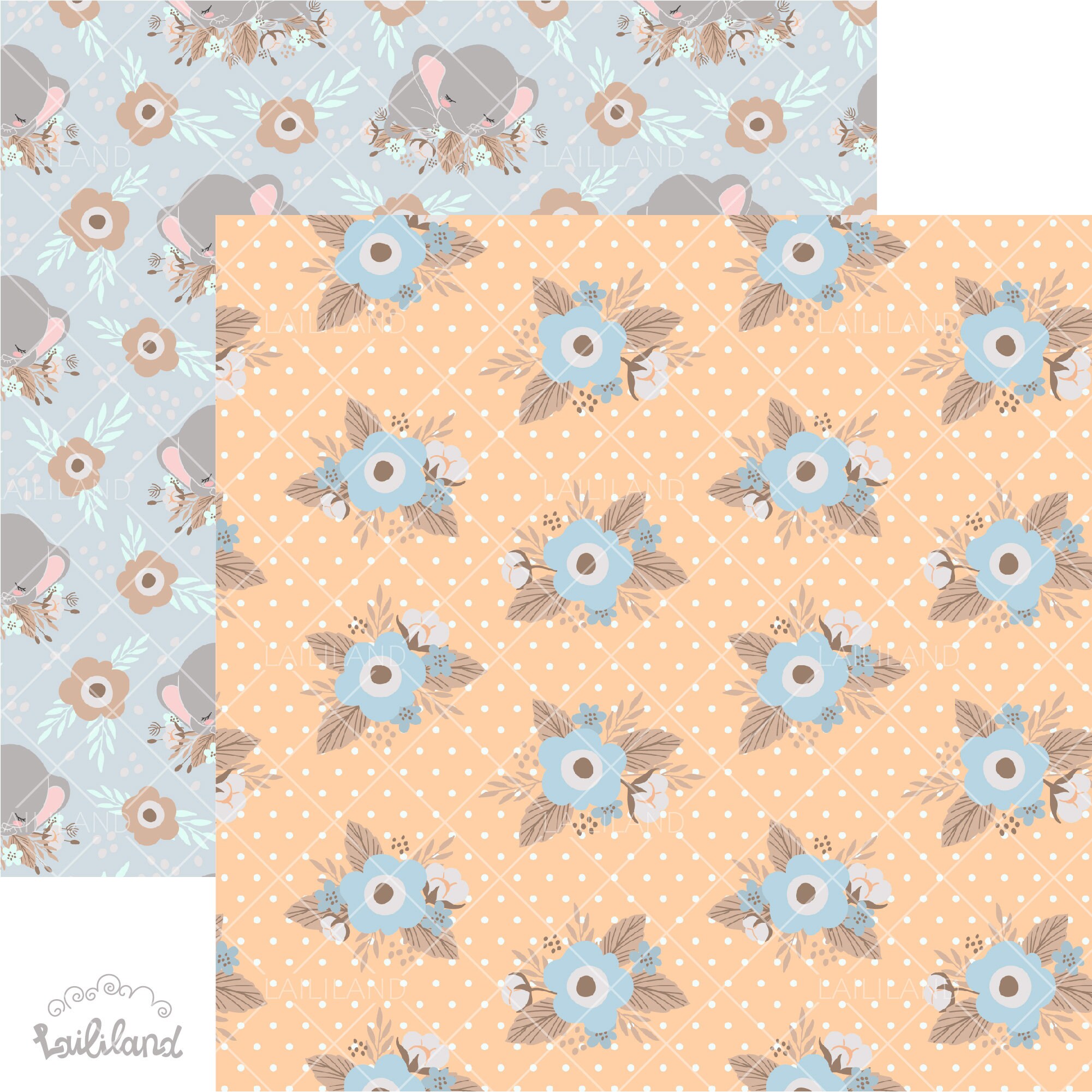 Digital Paper Baby Boy Baby Elephant Seamless Patterns Baby | Etsy