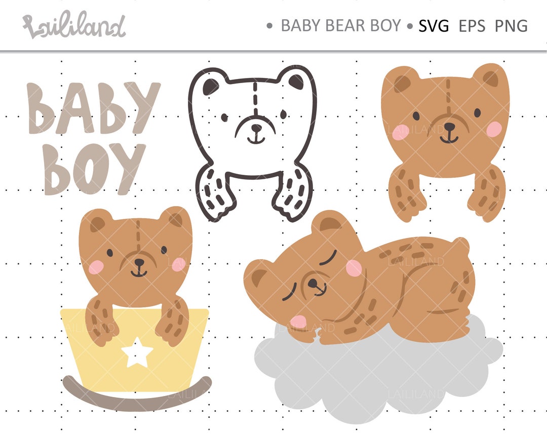 Baby Bear Boy Svg, Baby Boy Svg, Baby Bear Svg, Bear Head Outline Svg ...