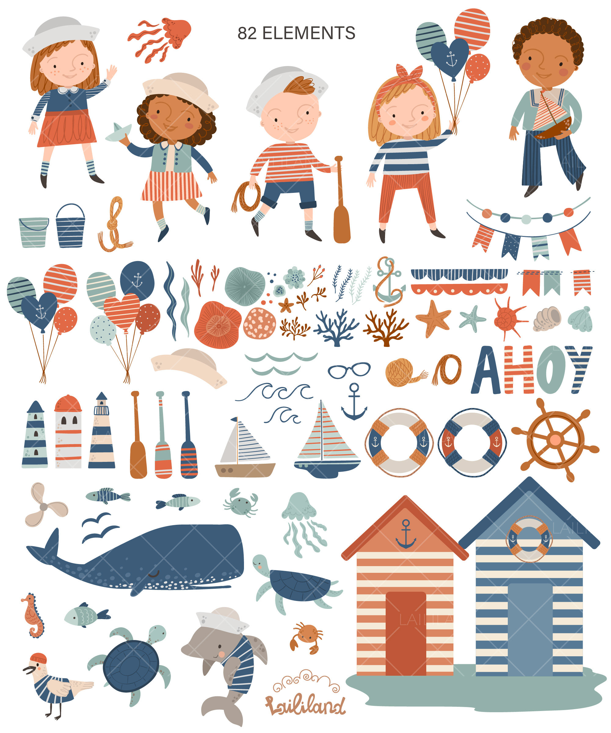 Nautical Clipart Kids Clipart Summer Clipart Nautical | Etsy