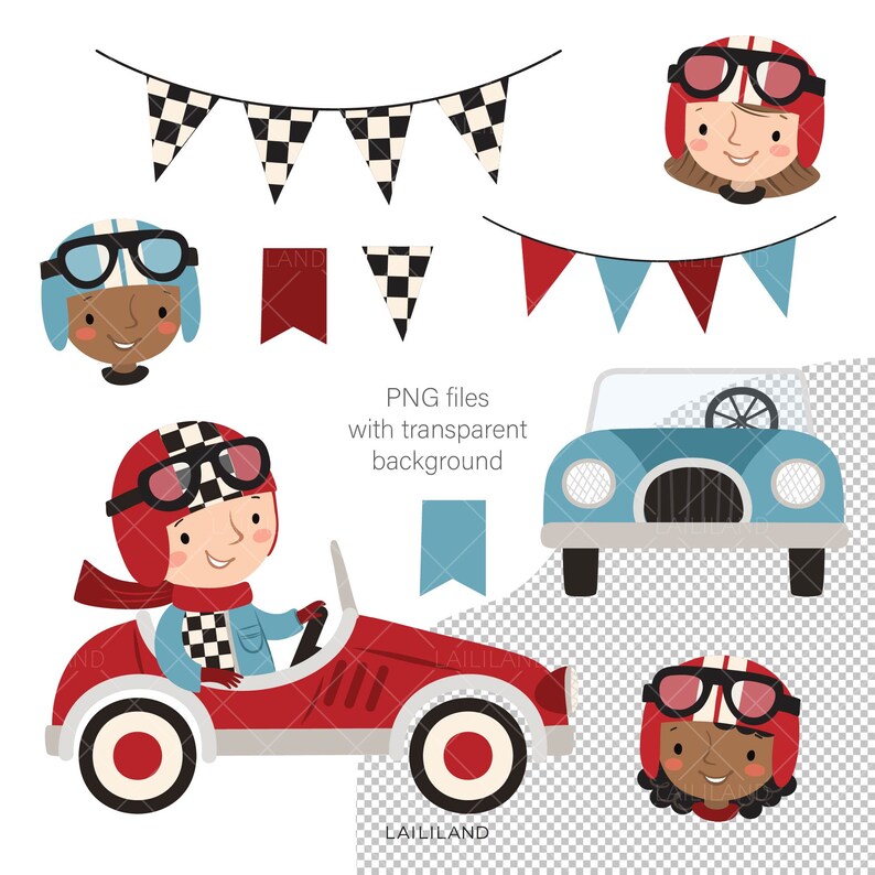Racer Clipart Retro Race Car Clip Art Boy Racer Png File - Etsy