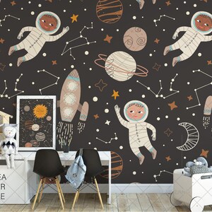 Space Digital Paper, Little Astronaut Seamless Pattern Set, Space ...