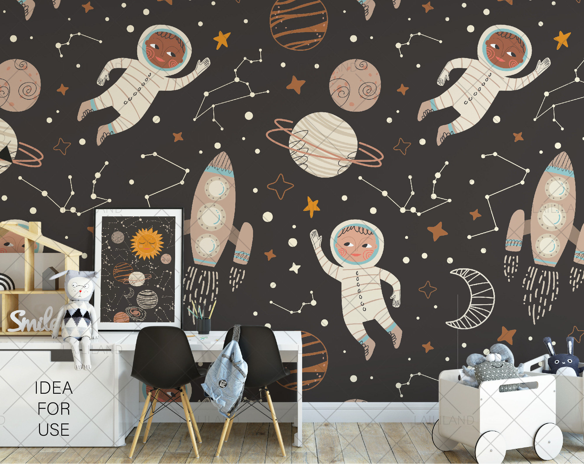 Space Digital Paper Little Astronaut Seamless Pattern Set | Etsy
