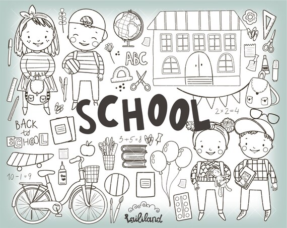 Back To School Clip Art Black And White