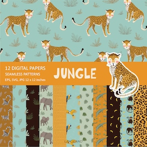 Jungle Digital Paper, Animal Seamless Pattern, Kids Seamless Pattern ...