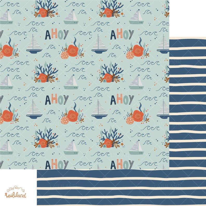 Nautical Digital Paper: Sea Seamless Patterns, JPG, EPS, SVG (instant ...