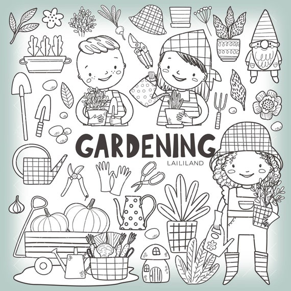 Gardening Clipart Black And White