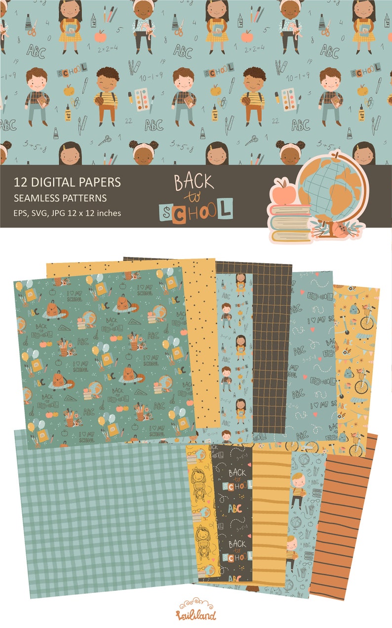 Back to School Digital Paper: Science Seamless Patterns (digital ...