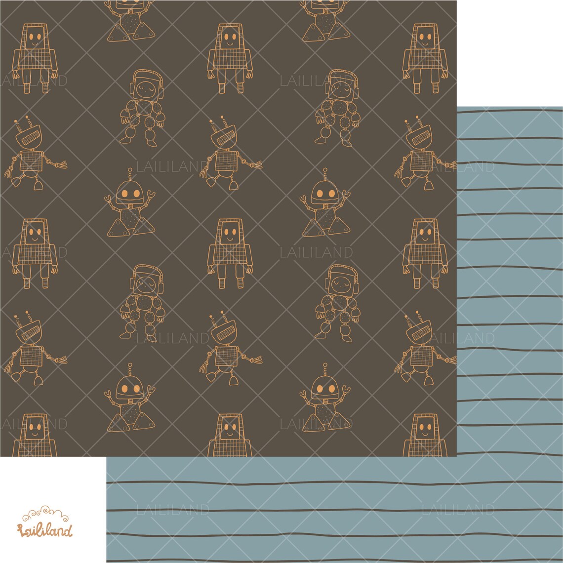 Robot Digital Paper Seamless Pattern Cute Robots Digital - Etsy
