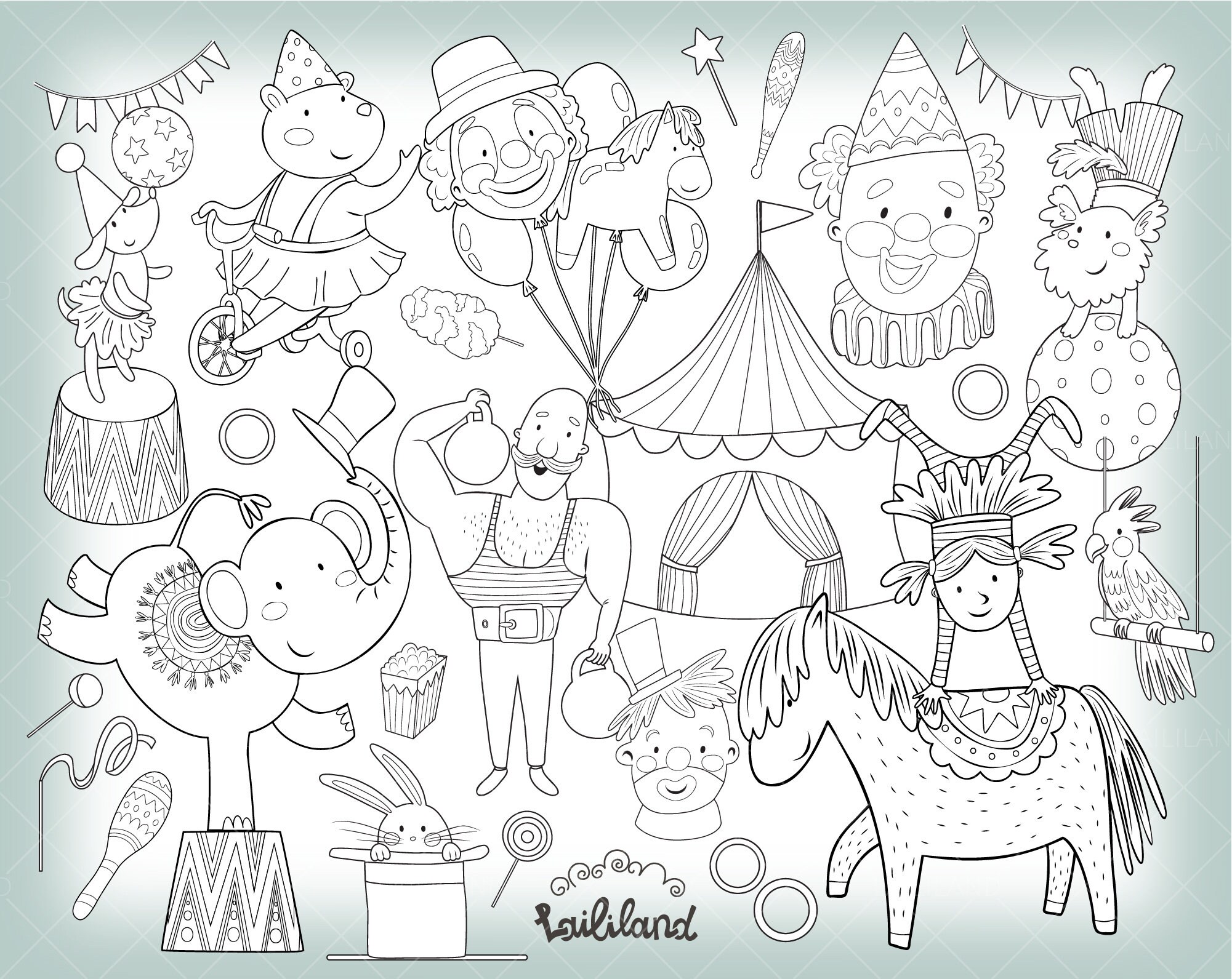 Three Ring Circus Clipart Black
