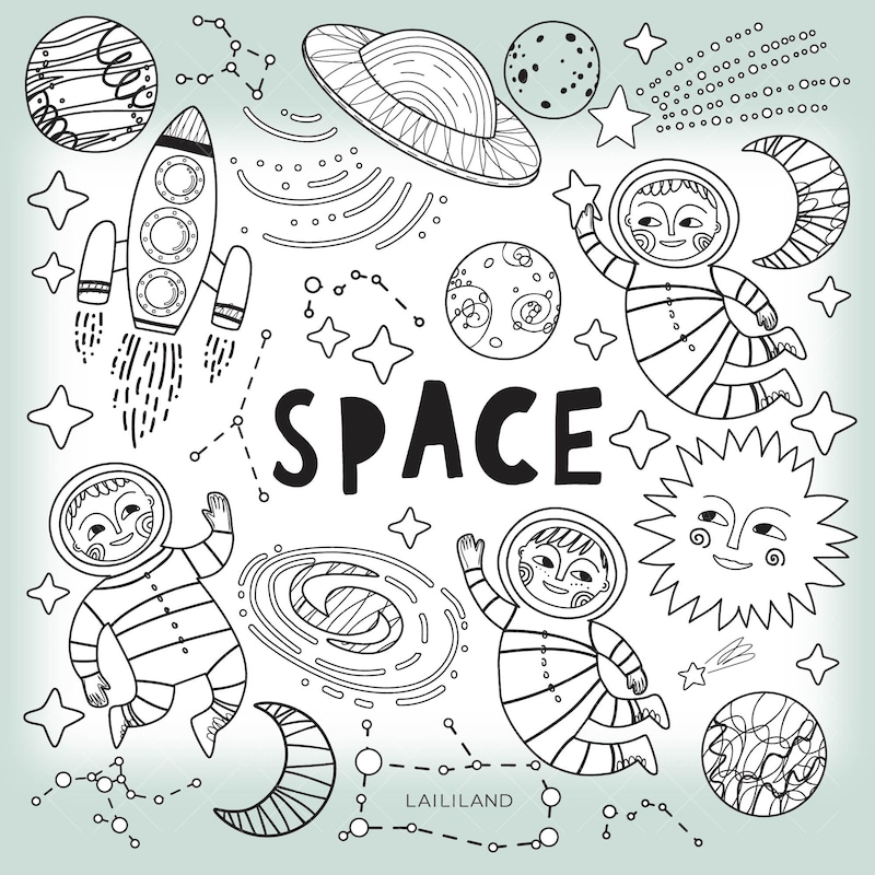 Space Clipart Black and White - Etsy