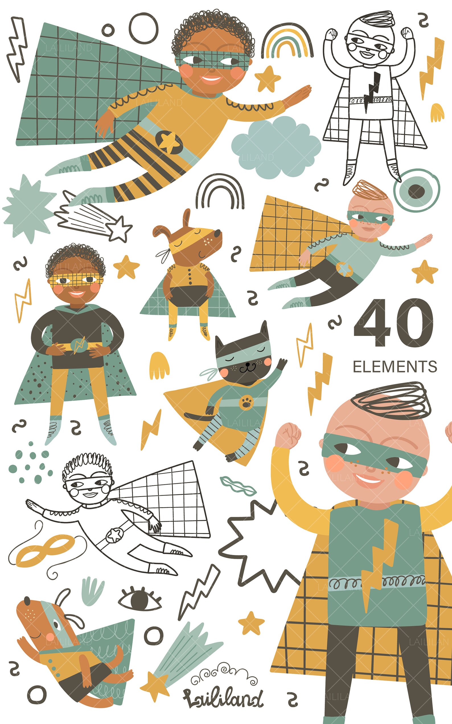 Superhero Clipart, Boy Superhero Clipart, African American Superhero ...