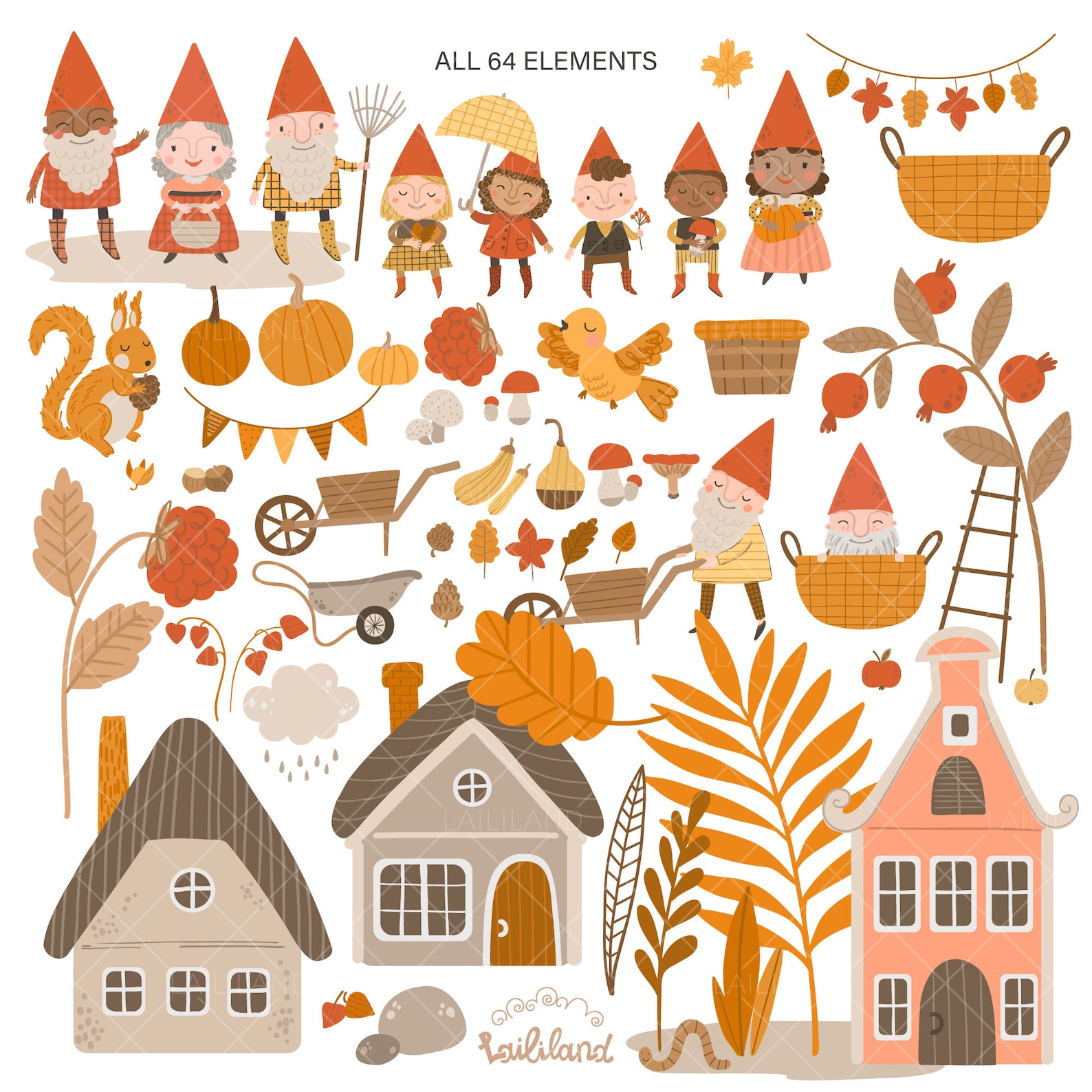 Fall Clipart Gnome Clipart Autumn Clip Art Gnomes Kids - Etsy