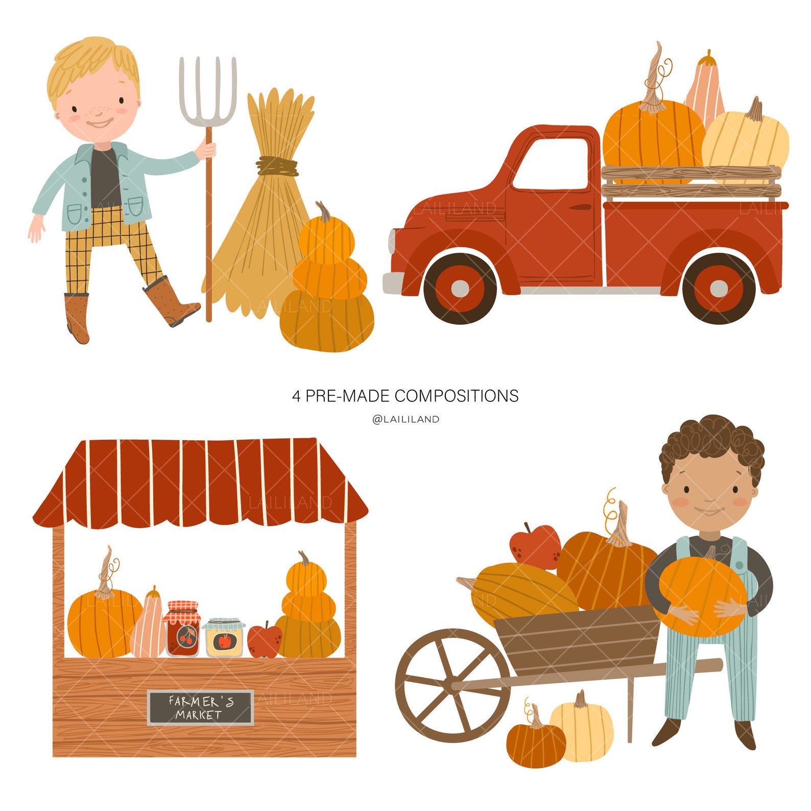 Fall Farm Clipart Pumpkin Clipart Fall Truck Clipart - Etsy