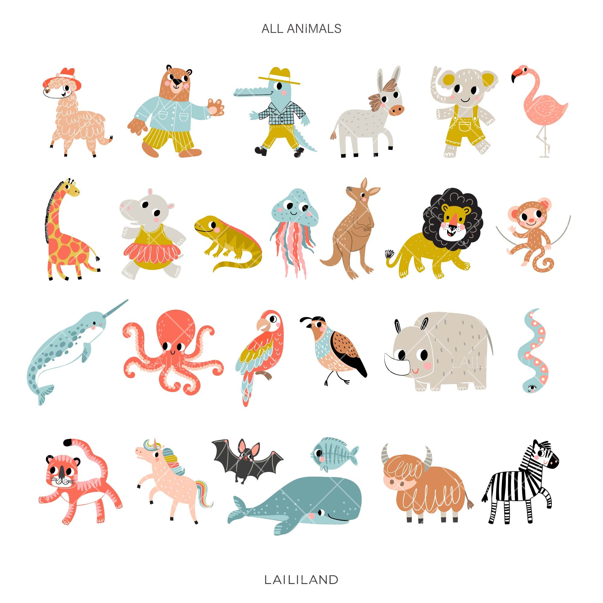 Animal Alphabet Clipart ABC Clip Art Cute Animals Png Files - Etsy ...