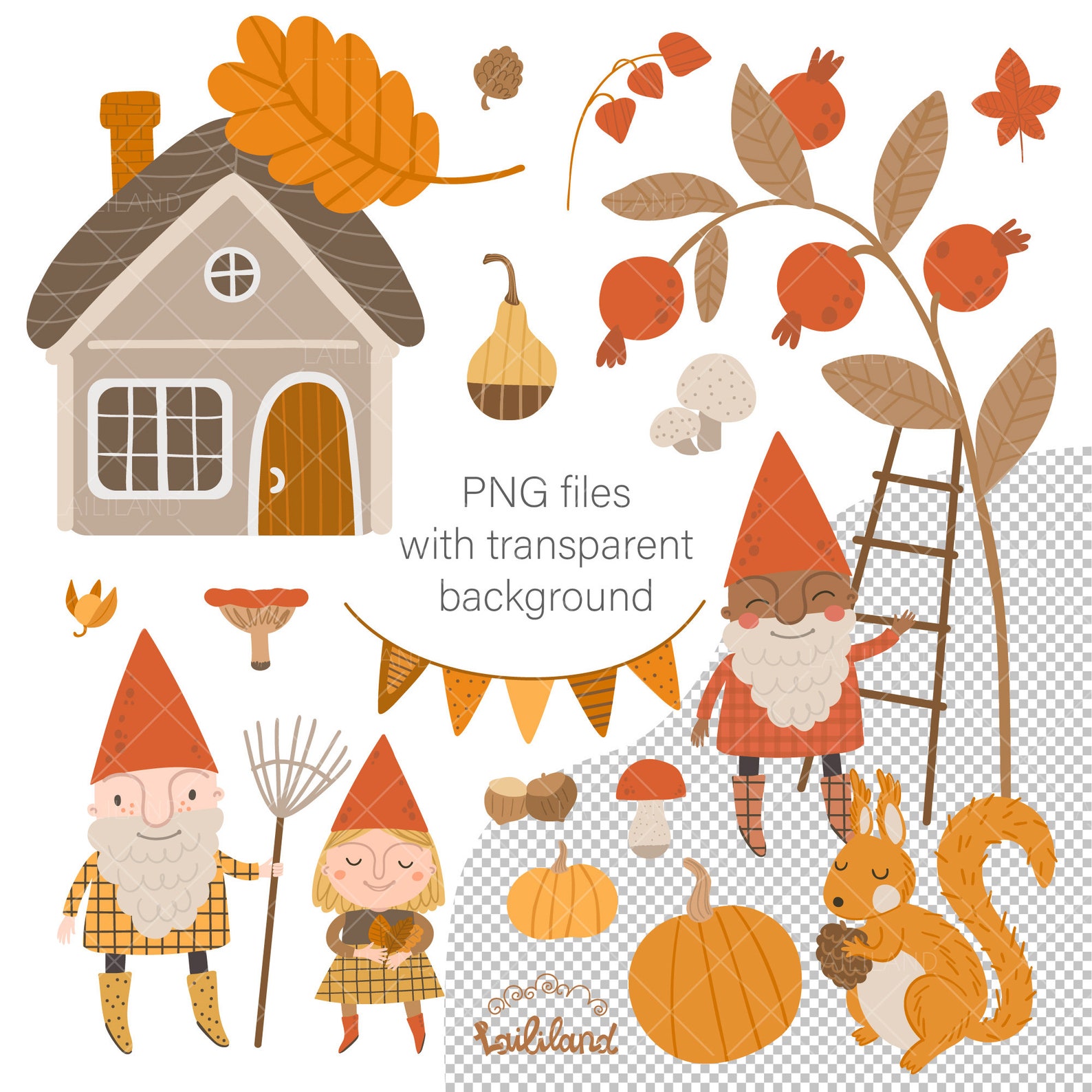 Fall Clipart Gnome Clipart Autumn Clip Art Gnomes Kids - Etsy
