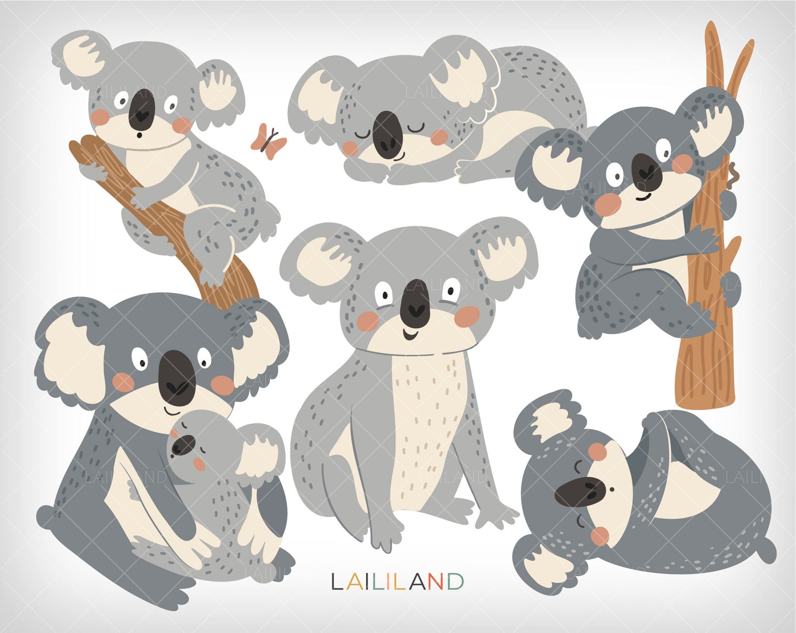 Koala Clipart Mom and Baby Koala Sleeping Koala Koala Png - Etsy