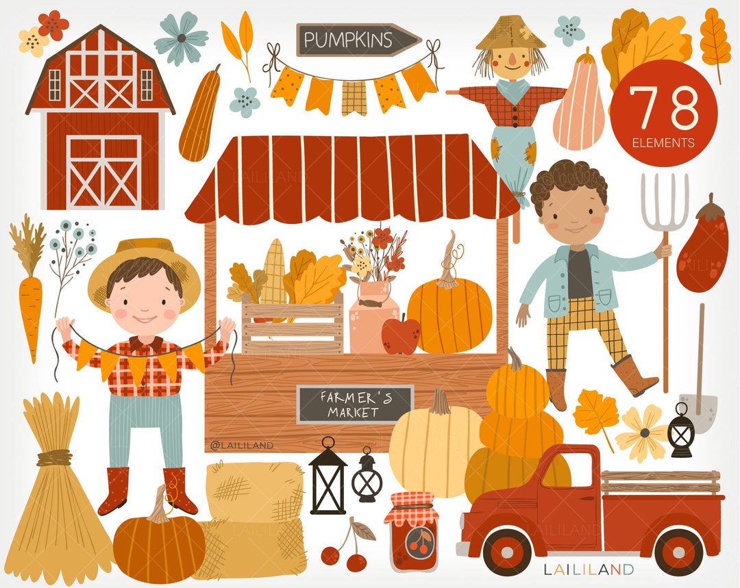 Fall Farm Clipart Pumpkin Clipart Fall Truck Clipart - Etsy
