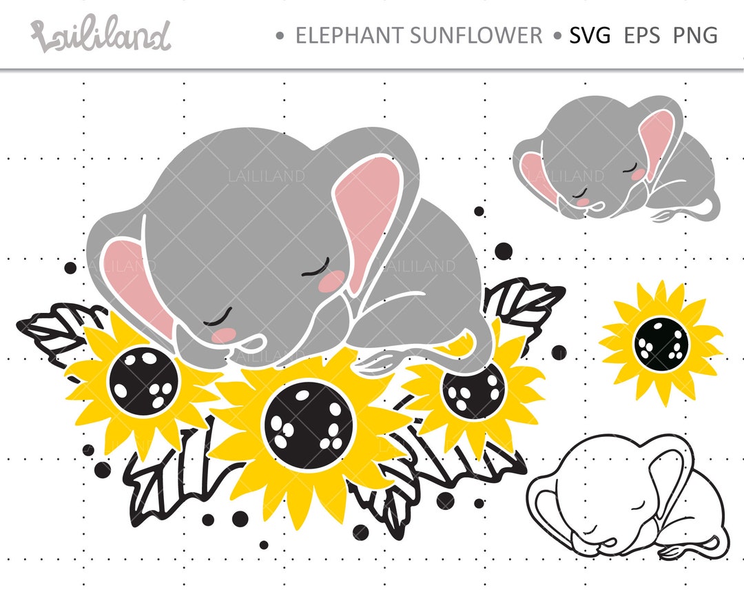 Baby Elephant Svg, Elephant With Sunflowers Svg, Elephant Baby Shower ...