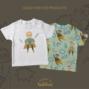 Superhero Bundle, Superhero Boy Girl Clipart, Kids Seamless Patterns ...