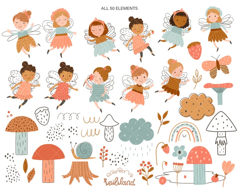 Fairy Clipart Forest Fairies Clip Art Mushroom Clipart - Etsy