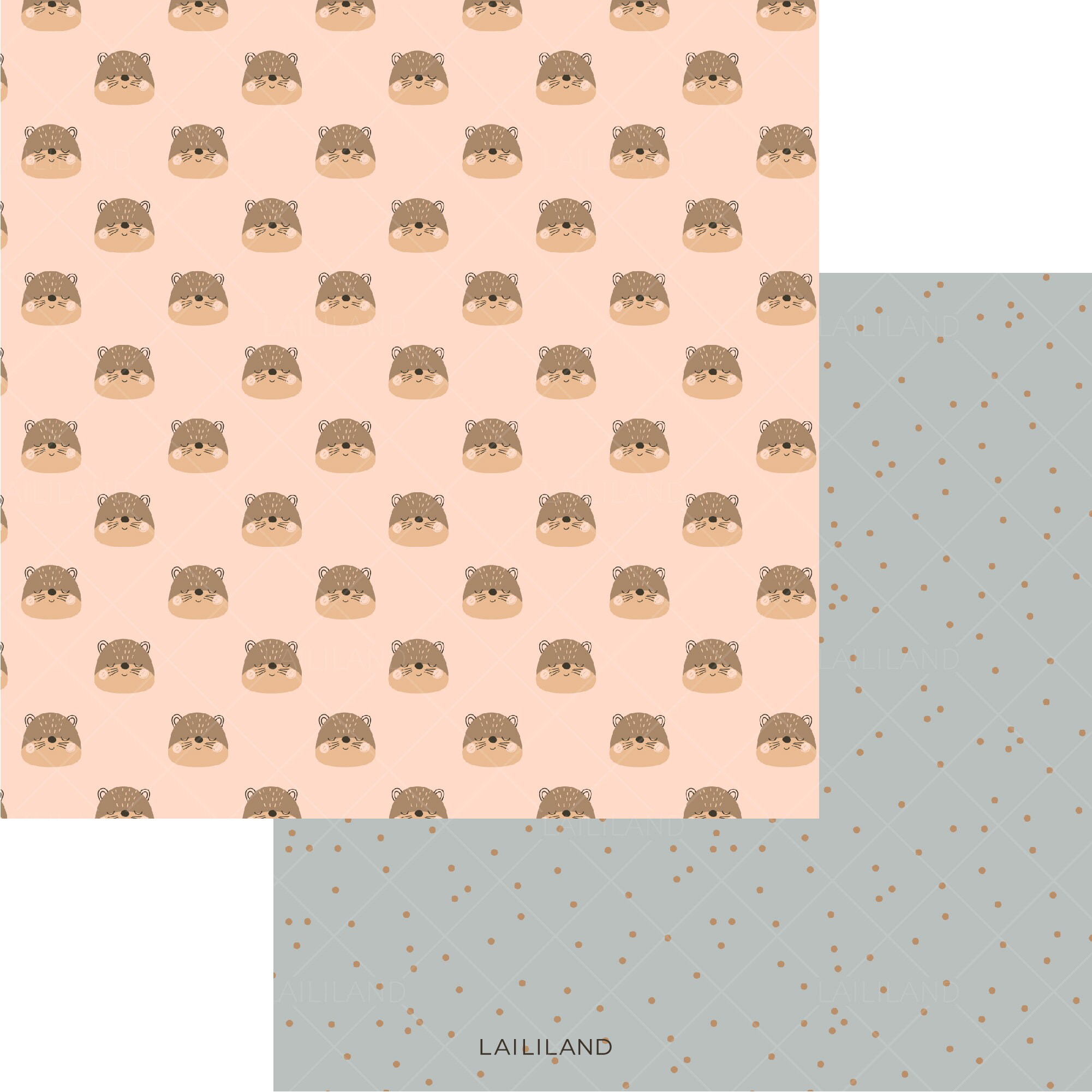 Otter Digital Paper Animal Seamless Pattern Love Digital | Etsy