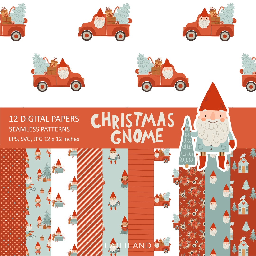 Christmas Gnome Seamless Pattern: Winter Digital Paper (digital ...