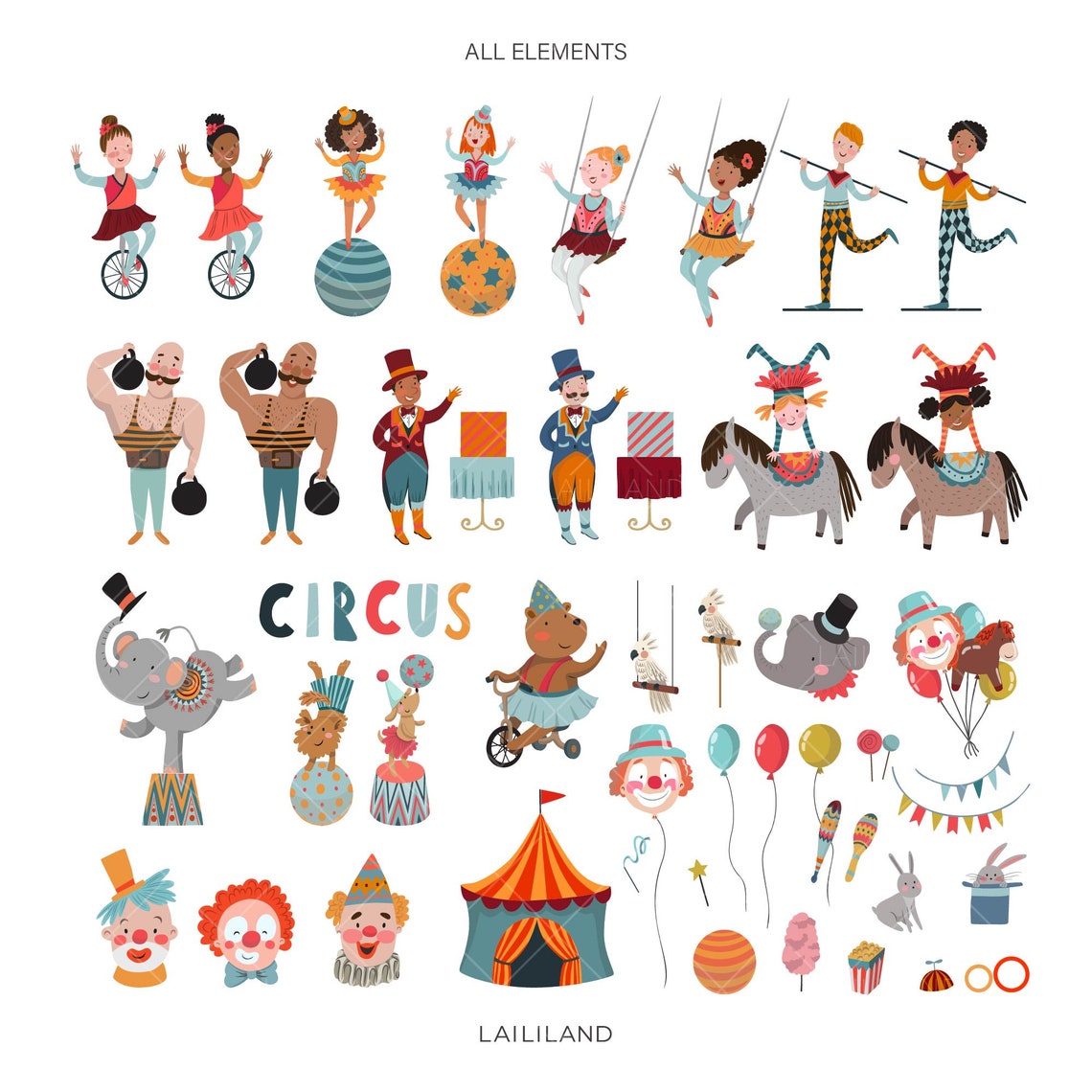 Circus Clipart: Tent, Elephant PNG, EPS, SVG Files (digital Download ...