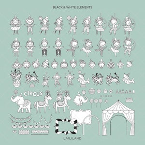 Circus Black and White Clipart Carnival Doodle Png Files Circus Kids ...