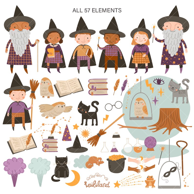 Wizard Clipart Magic Clipart Halloween Kids Clipart Wizard - Etsy