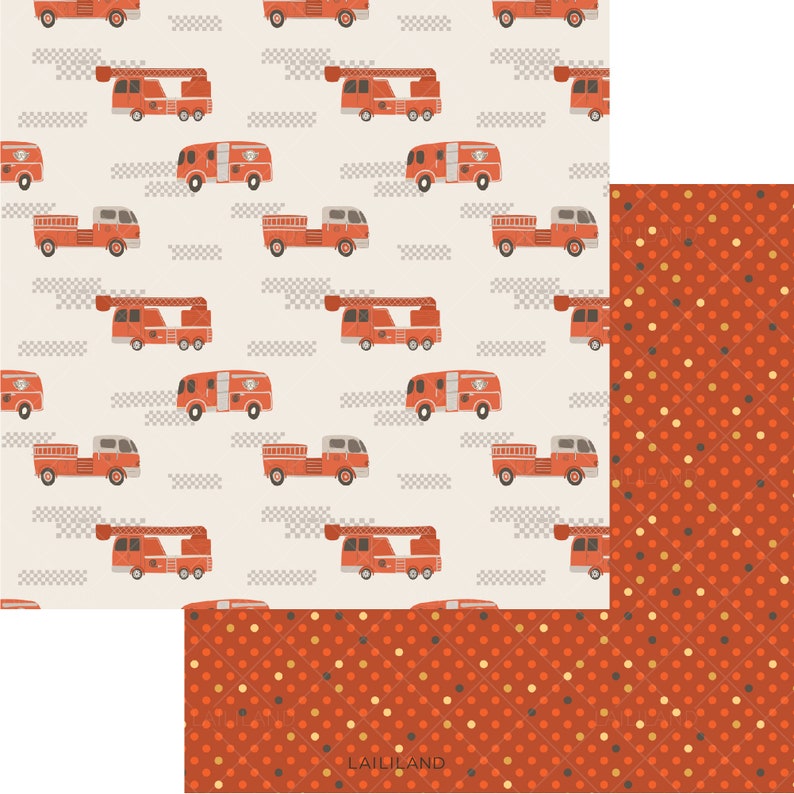 Firefighter Digital Paper Fireman Seamless Paper Kids - Etsy