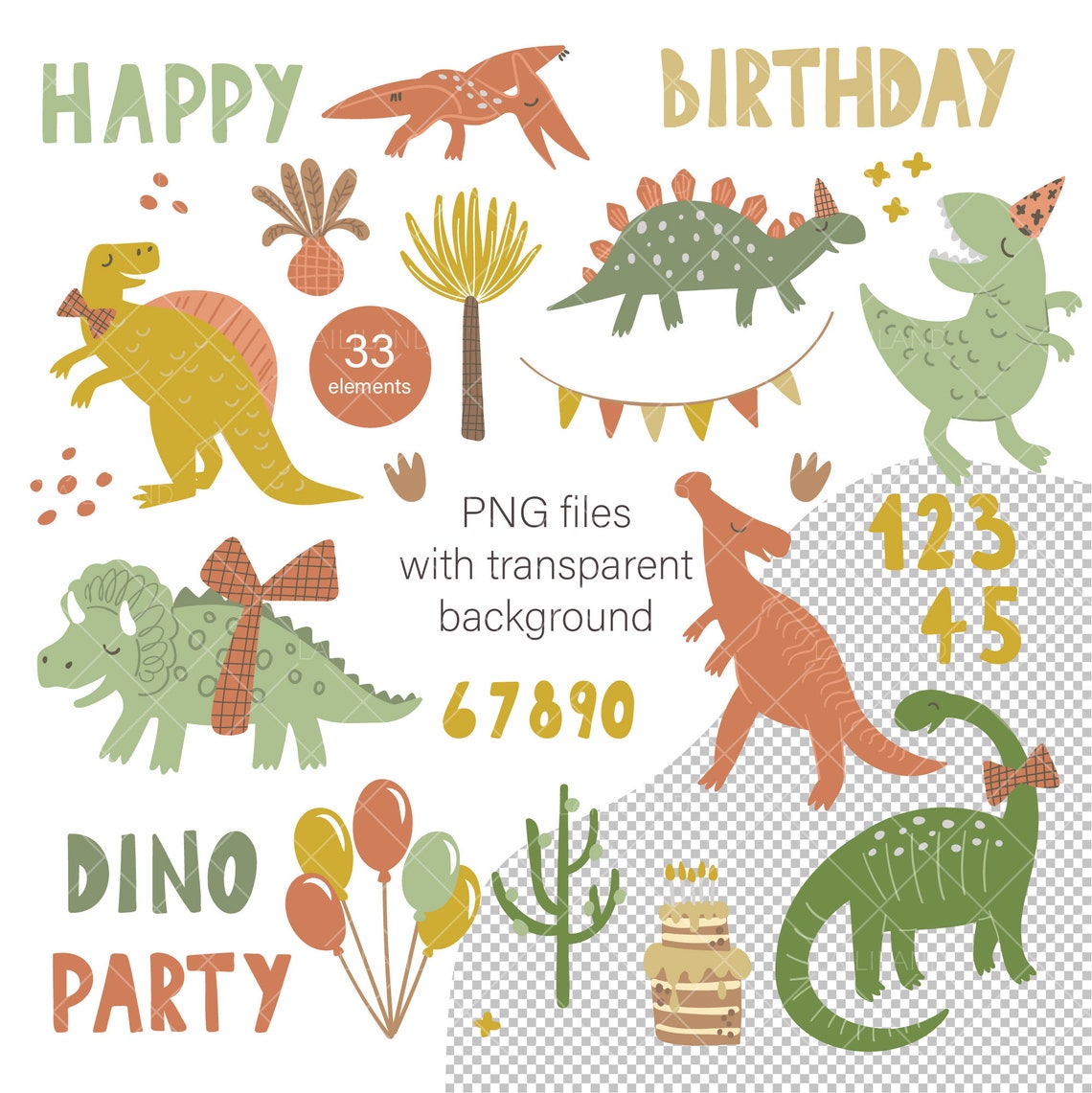 Dinosaur Party Clip Art Dinosaur Birthday Party Dinosaur - Etsy