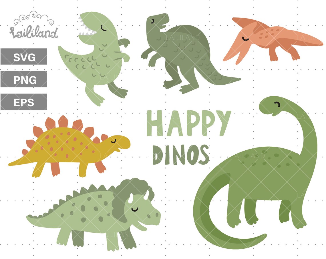 Cute Dinosaur Clipart Svg Dinosaur Svg Dinosaur Clipart | Etsy