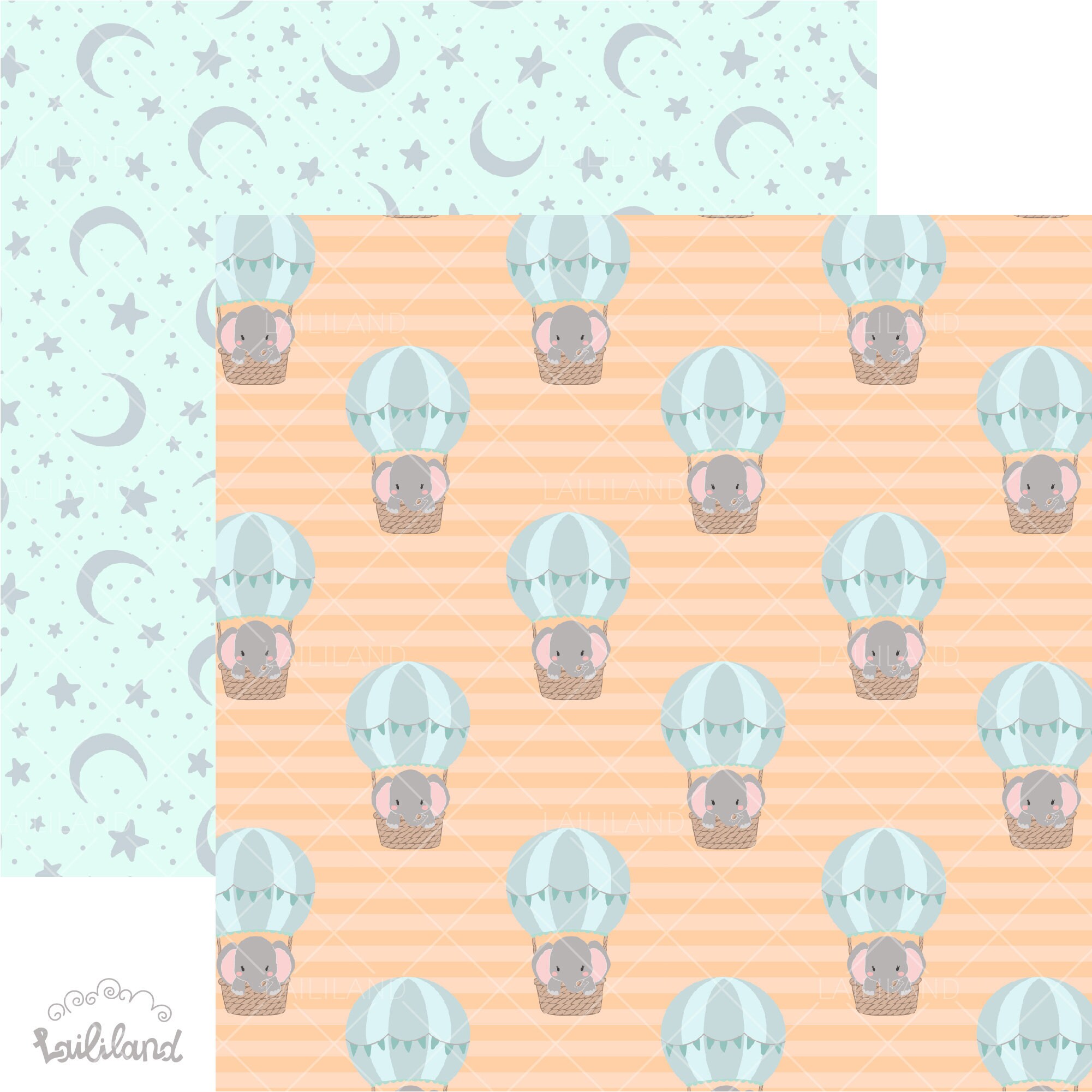 Digital Paper Baby Boy Baby Elephant Seamless Patterns Baby | Etsy