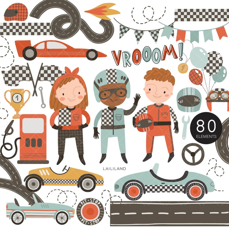 Race Cars Clip Art - Etsy