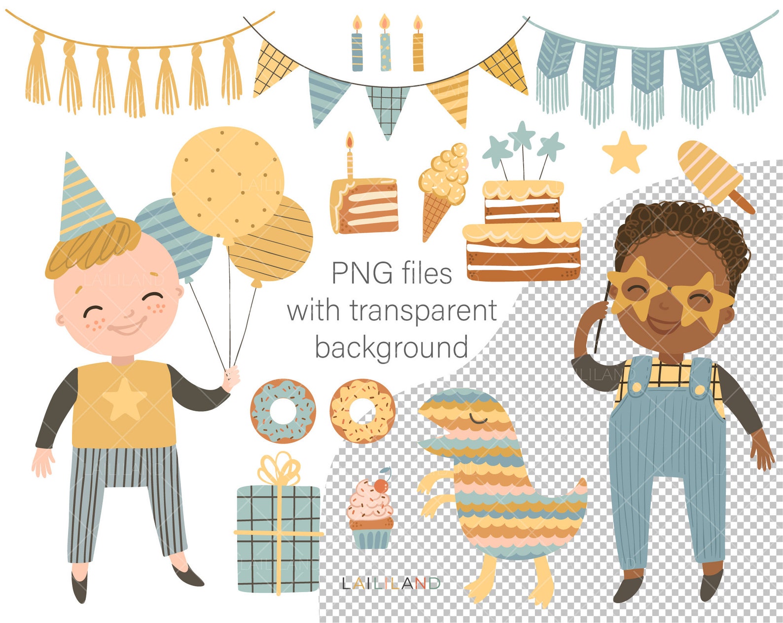 Birthday Party Boy Clip Art Birthday Party Clipart Birthday - Etsy